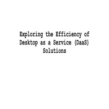Exploring the Efficiency of Desktop as a Service | PPT