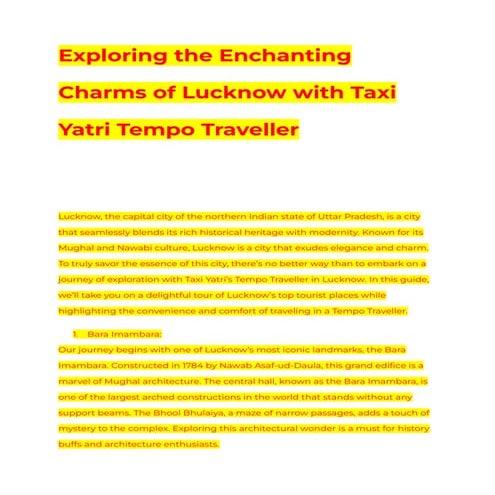 Tempo Traveller in Lucknow | PDF