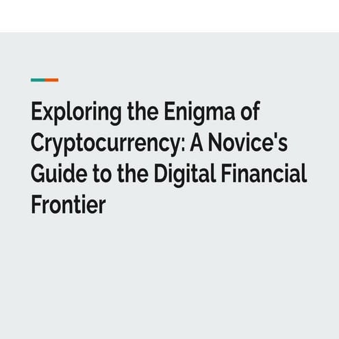 Exploring the Enigma of Cryptocurrency: A Novice's Guide to the Digital ...