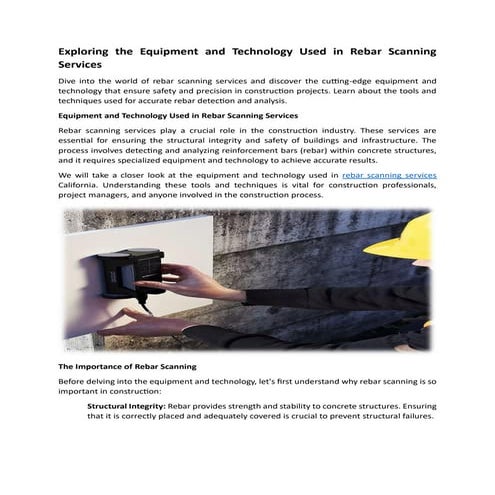Exploring the Equipment and Technology Used in Rebar Scanning Services ...