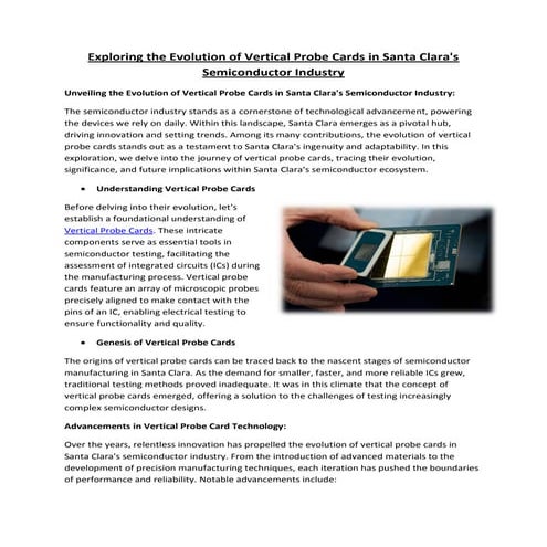 Vertical Probe Cards Santa Clara Revolutionizing Semiconductor Testing ...