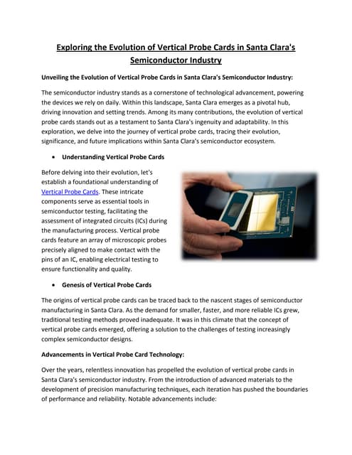 Solder Bump Vertical Probe Cards Revolutionizing Semiconductor Testing ...