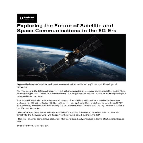 Exploring the Future of Satellite and Space Communications in the 5G ...