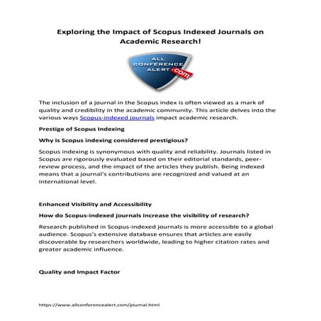 Exploring the Impact of Scopus Indexed Journals on Academic Research | PDF