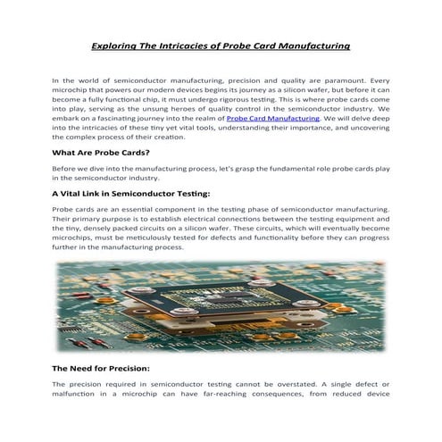 Exploring The Intricacies of Probe Card Manufacturing.pdf | Physics ...