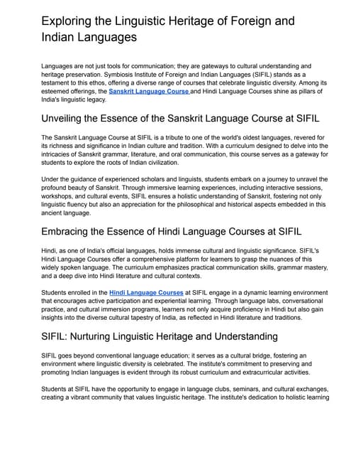 The Essence of India's Linguistic Heritage with Sanskrit and Hindi ...