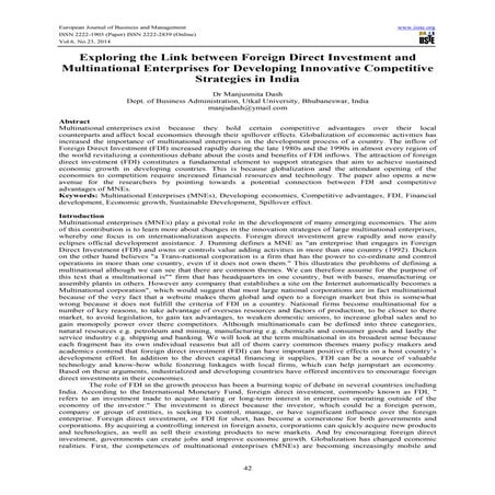 Exploring the link between foreign direct investment and multinational ...