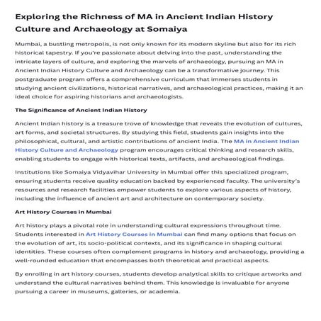Exploring the Richness of MA in Ancient Indian History Culture and ...