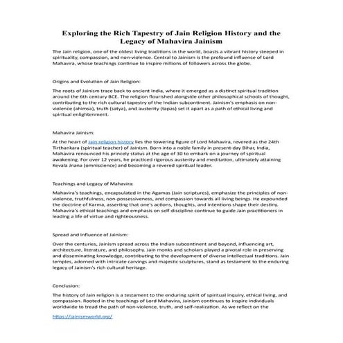 Exploring the Rich Tapestry of Jain Religion History and the Legacy of ...