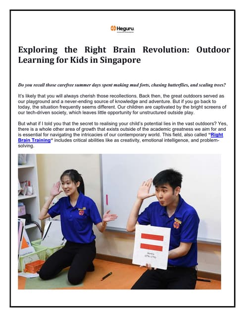 The Importance of Outdoor Play for Preschoolers: Benefits & Tips | PDF