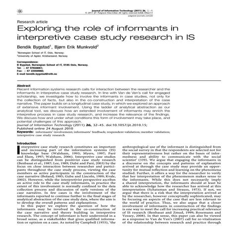 Exploring the role of informants in interpretive case study research in ...