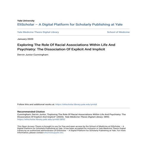 Exploring the role of racial associations within life and psychiatry the dissociation of ...