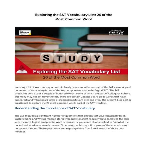 Examining the SAT Word List: 20 of the Most Frequently Used Words | PDF