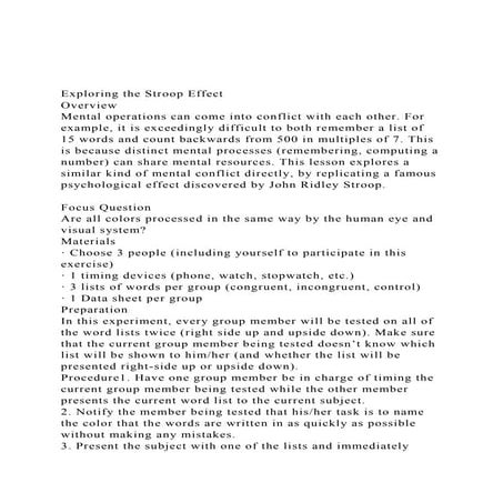 Stroop Effect Research Paper Example APA Style | PDF