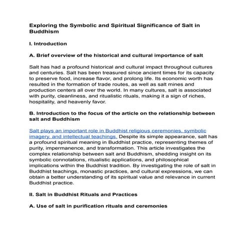 Exploring the Symbolic and Spiritual Significance of Salt in Buddhism | PDF