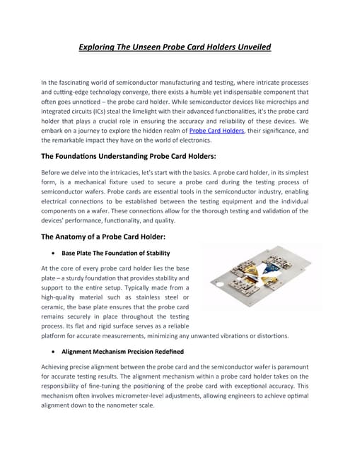 What is a Probe Card, and what Role Does it Play in Semiconductor ...