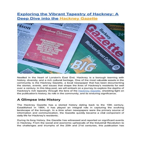 Exploring the Vibrant Tapestry of Hackney-A Deep Dive into the Hackney ...