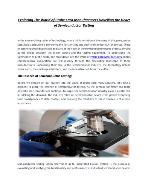 Exploring The Unseen Probe Card Holders Unveiled | PDF