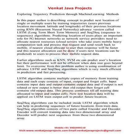 Exploring Trajectory Prediction Through Machine Learning Methods Docx Internet Computing