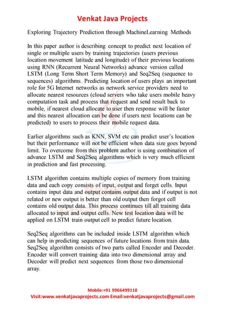Exploring Trajectory Prediction Through Machine Learning Methods Docx Internet Computing