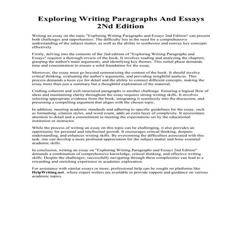 Exploring Writing Paragraphs And Essays 2Nd Edition | PDF