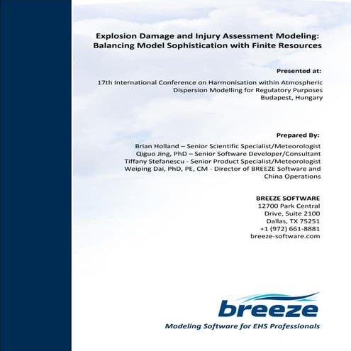 Explosion Damage and Injury Assessment Modeling: Balancing Model ...