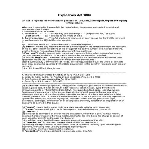 Explosive act 1884 | PDF