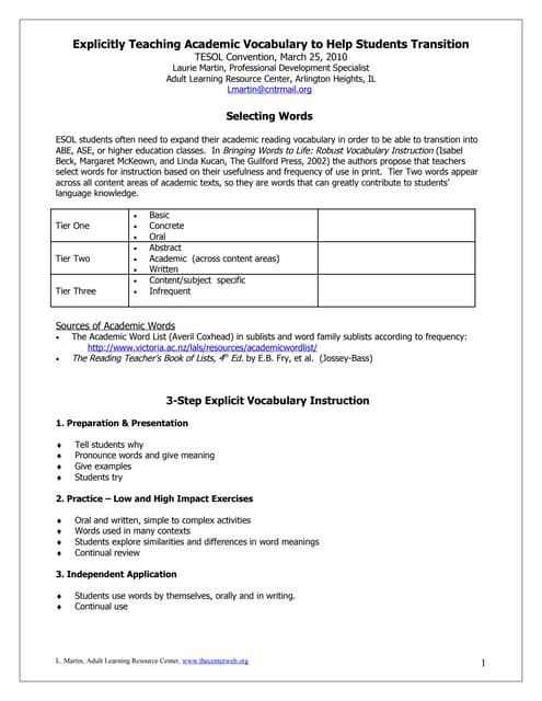 Making the vocabulary connection in middle schools