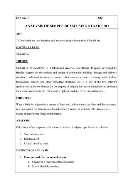 Design of simple beam using staad pro | PDF