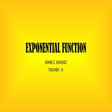 EXPONENTIAL FUNCTION lesson for grade 11lesson | PPT
