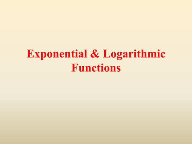 Exponential And Logarithmic Functions Ppsx