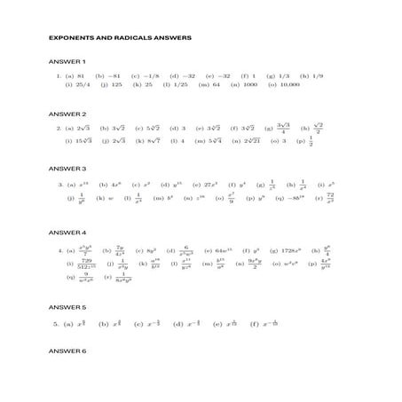 TERTIARY LEVEL MATHS EXPONENTS AND RADICALS ANSWERS.pdf