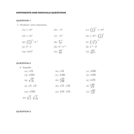 TERTIARY LEVEL MATHS EXPONENTS AND RADICALS QUESTIONS.pdf