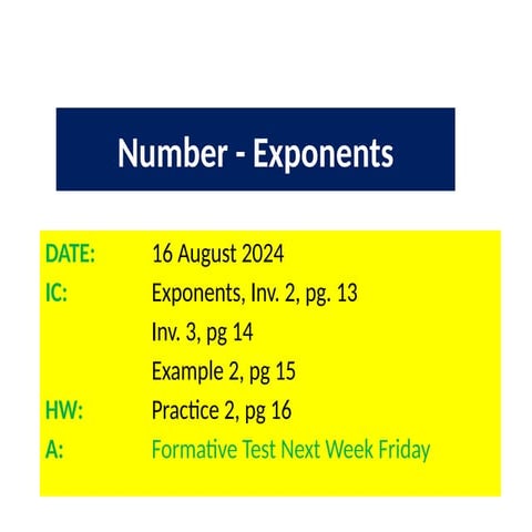 Exponents Lesson for MYP 2 to MYP3 students | PPT