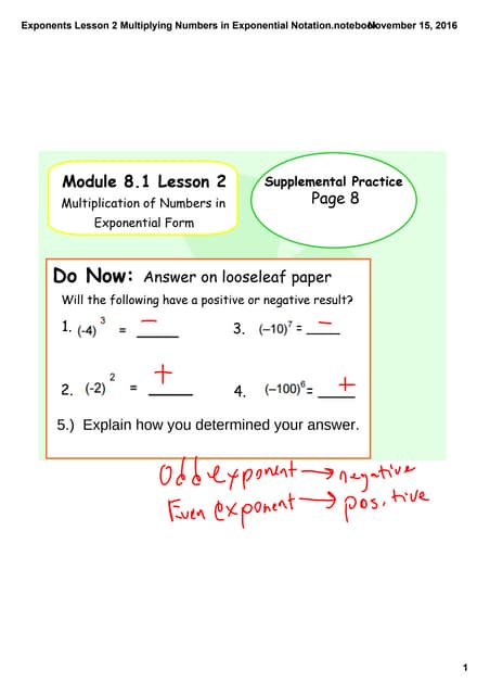 Exponents lesson 6 day 2 zero and negative exponents | PDF | Physics | Science