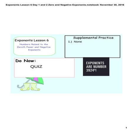 Exponents lesson 6 day 1 and 2 zero and negative exponents | PDF