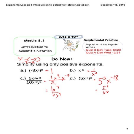 Exponents lesson 8 introduction to scientific notation | PDF