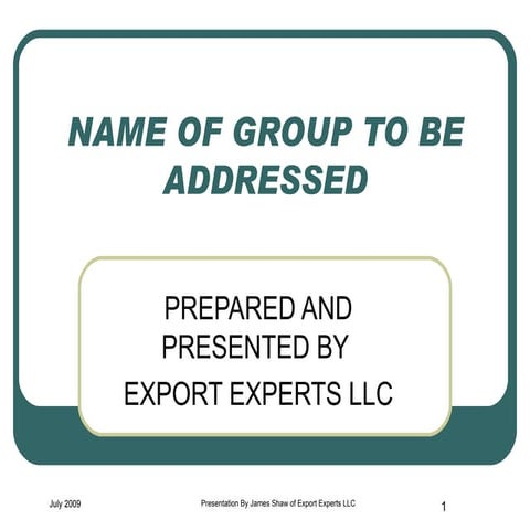 Export Compliance & Controls Training July 31 2009