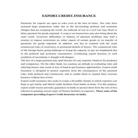 Export credit insurance project | DOC