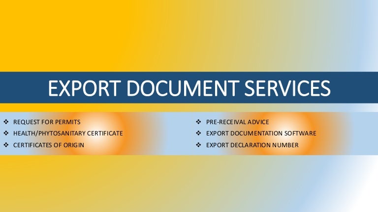 Export documentation services
