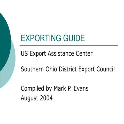 EXPORTING GUIDE US Export Assistance Center | PPT