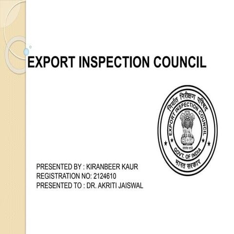 Export Inspection Council And FSSAI | PPTX