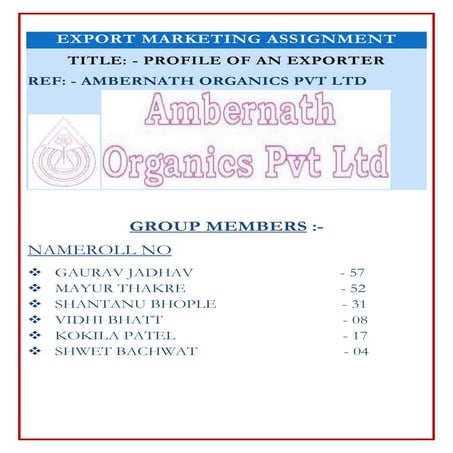 Export marketing assignment | DOCX