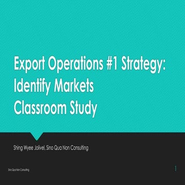 Export operations : How to identify markets | PDF