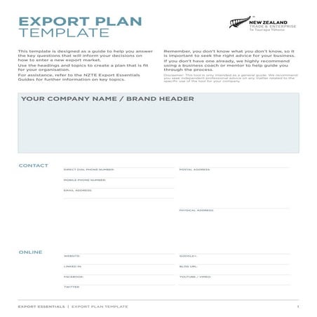 Export plan template | PDF