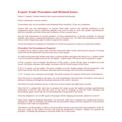 Export procedure | PDF | Commodities | Economy