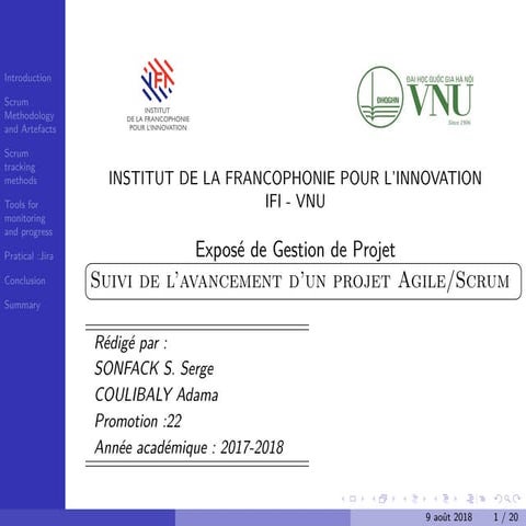 Suivi de l’avancement d’un projet Agile/Scrum | PDF