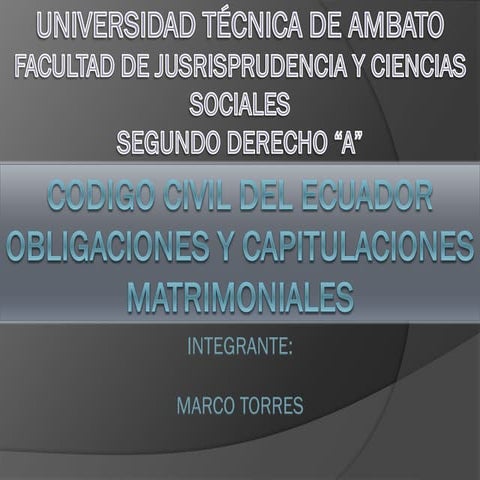 Codigo Civil Ecuatoriano Titulo V obligacion y capitulaciones ...