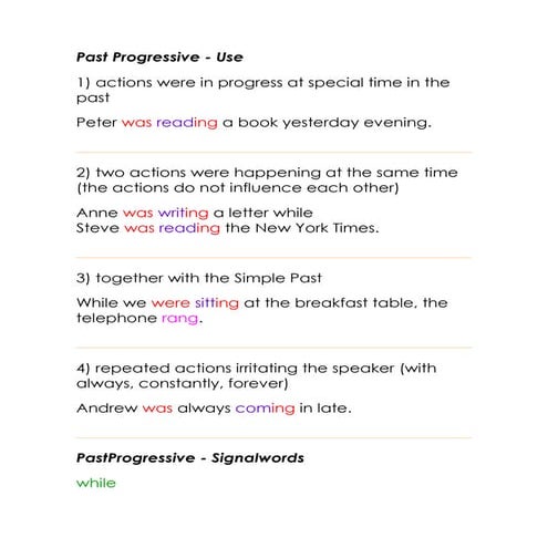 Past progressive | PPTX