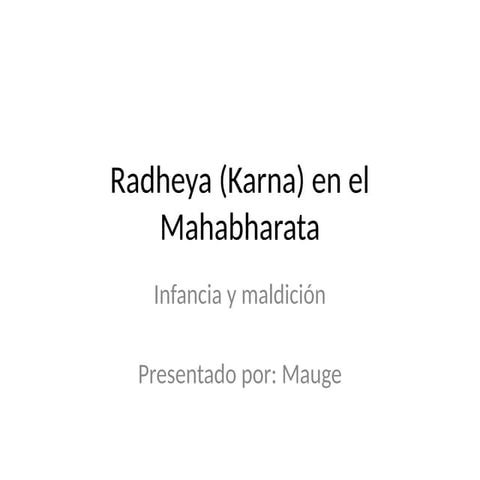 Radheya_Mahabharat su historia pasó a paso de niño | PPTX